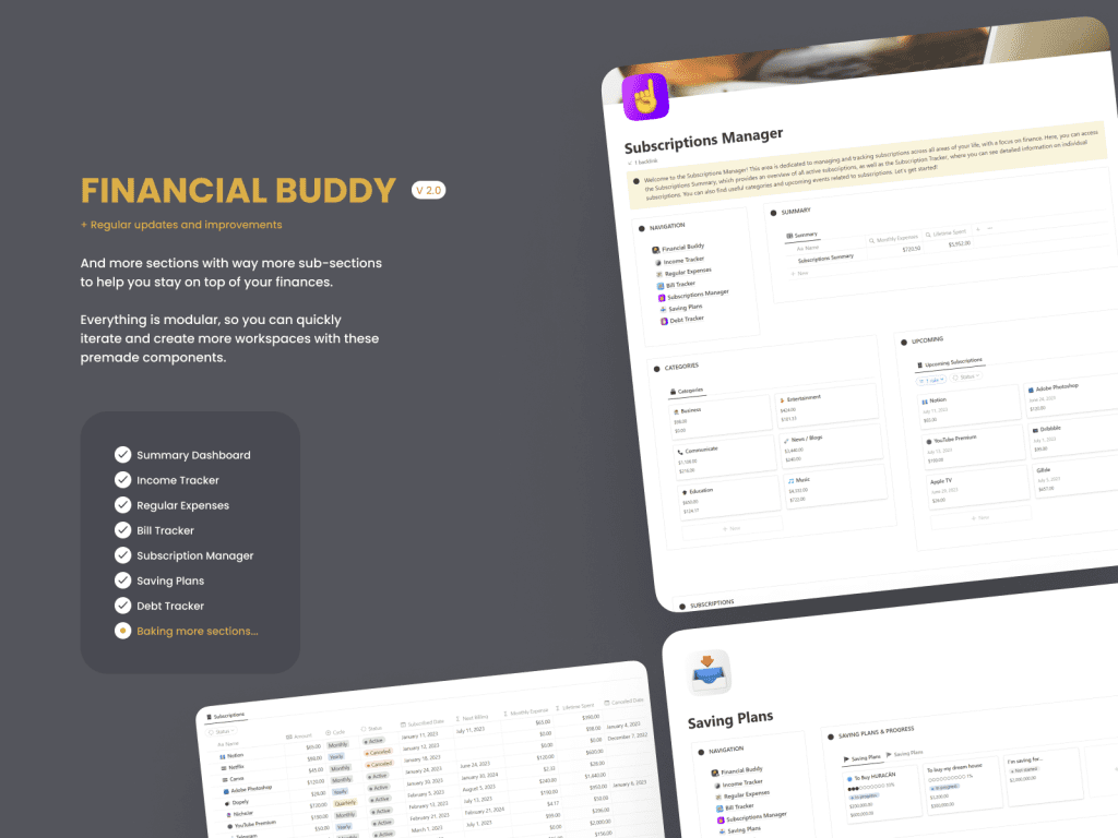 Financial Buddy for Notion - Simplifying Life, Productivity & Digital Business for You